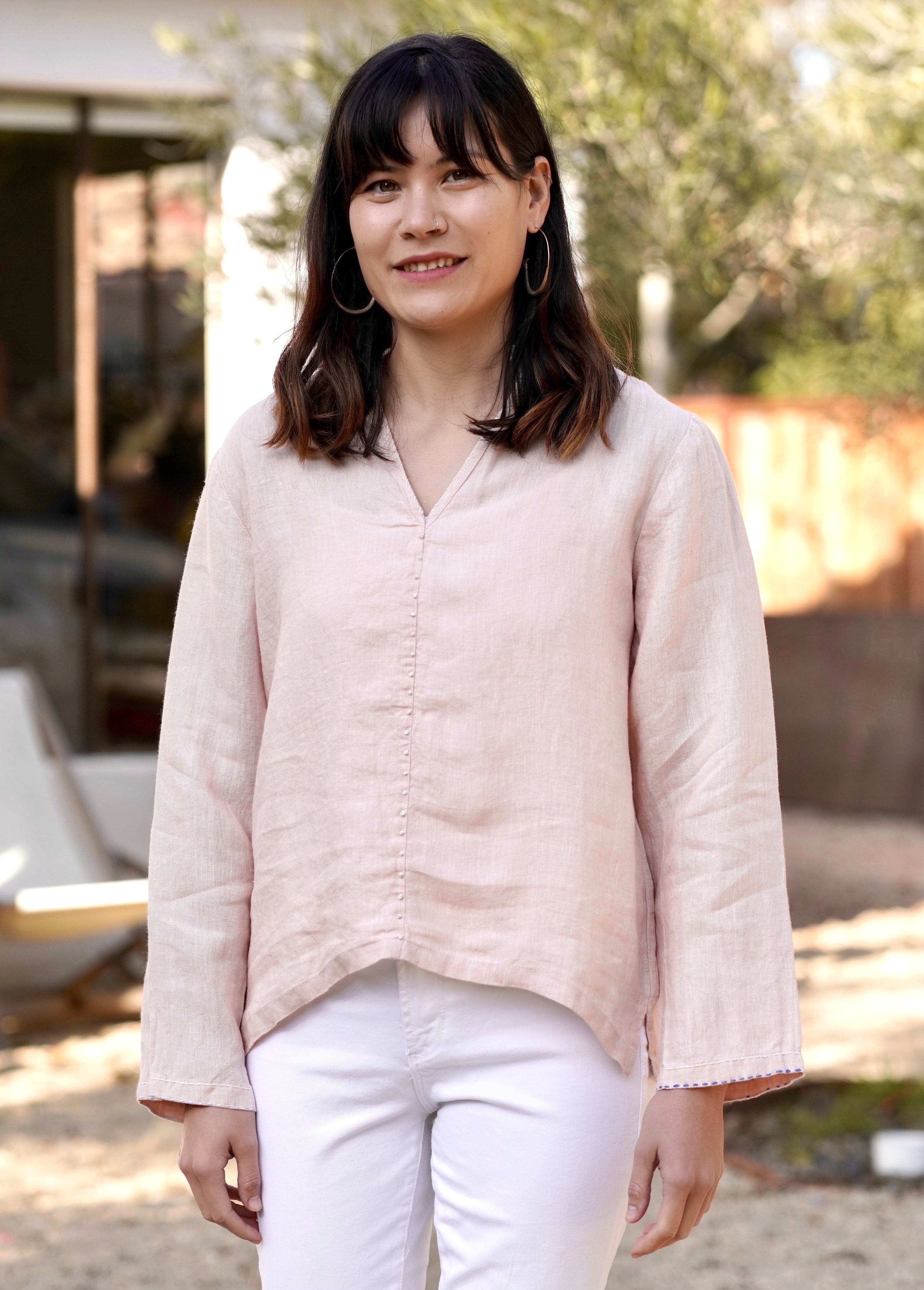 French Knot Linen Top Blush – Dolma